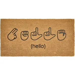 MDESIGN American Sign Language Asl Hello Coir Doormat - Natural