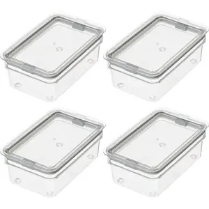IDESIGN Medium Food Storage Bin With Airtight Lidset Of 4 - Clear