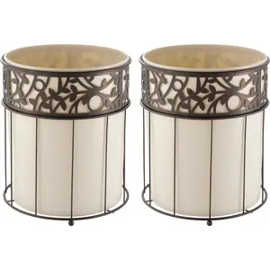 IDESIGN Metal Vine Trash Can With Insertset Of 2vanilla/ - Bronze
