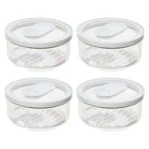 IDESIGN Round Produce Bin With Drainage Tray And Lidset Of 4 - Clear