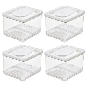 IDESIGN Fridge Produce Bin With Drainage Tray And Lidset Of 4 - Clear