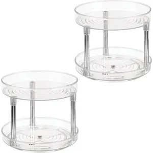 IDESIGN 9-inch Plastic 2-tier Lazy Susanset Of 2/chrome - Clear
