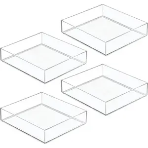 IDESIGN Plastic Makeup Drawer Organizer Trayset Of 4 - Clear