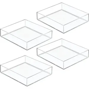 IDESIGN Plastic Makeup Drawer Organizer Trayset Of 4 - Clear