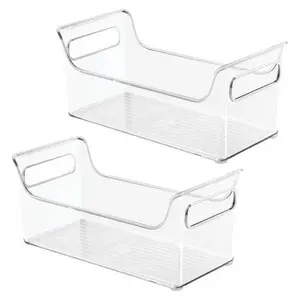 IDESIGN Plastic Condiment Organizer With Handles, Set Of 2 - Clear
