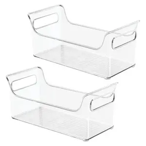 IDESIGN Plastic Condiment Organizer With Handles, Set Of 2 - Clear