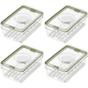 IDESIGN Medium Fridge Produce Bin With Drainage Trayset Of 4 - Clear