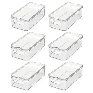IDESIGN Stackable Fridge Organizer Bins With Lidsset Of 6 - Clear