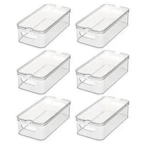 IDESIGN Stackable Fridge Organizer Bins With Lidsset Of 6 - Clear
