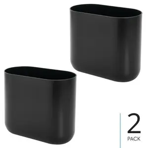 IDESIGN Small Plastic 1.9 Gallon / 7 L Oval Bathroom Trash Can, 2-pack