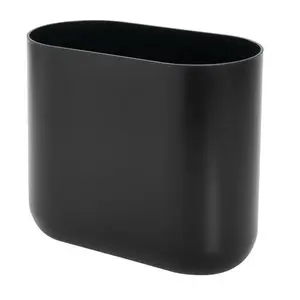 IDESIGN Small Plastic 1.9 Gallon / 7 L Oval Bathroom Trash Can, 2-pack - Black