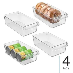 IDESIGN Fridge Storage Tray With Handleset Of 4 - Clear