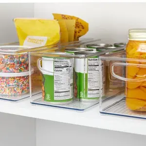 MDESIGN Plastic Stackable Pantry Bin With Handles, Set Of 2