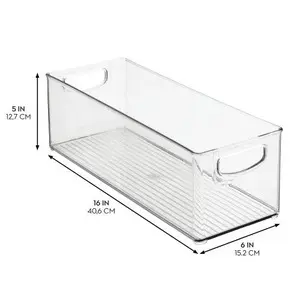 MDESIGN Plastic Stackable Pantry Bin With Handles, Set Of 2