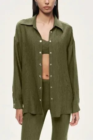 NOCTURNE Relaxed Button-down Shirt - Khaki