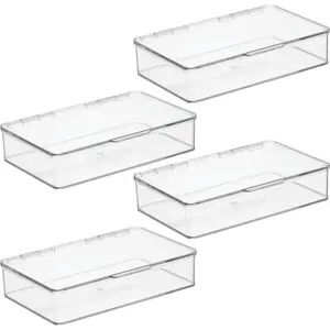 IDESIGN Stackable Hinged-lid Pantry Storage Boxset Of 4 - Clear