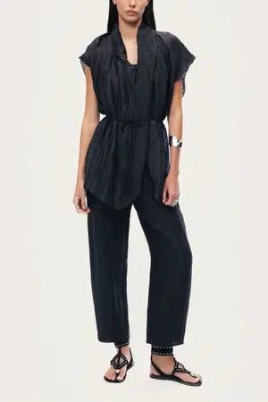 NOCTURNE Belted Vest - Black