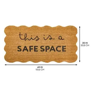MDESIGN This Is A Safe Space Scalloped Coir Rectangular Doormat