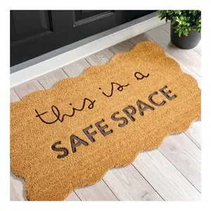 MDESIGN This Is A Safe Space Scalloped Coir Rectangular Doormat