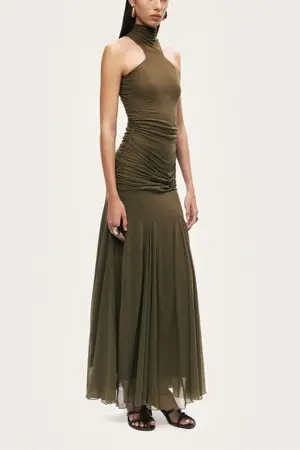 NOCTURNE Halter Neck Draped Maxi Dress