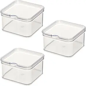 IDESIGN Stackable Fridge Organizer Bins With Lidsset Of 3 - Clear