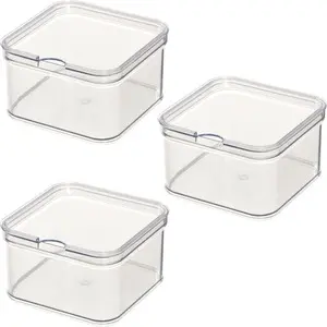IDESIGN Stackable Fridge Organizer Bins With Lidsset Of 3 - Clear