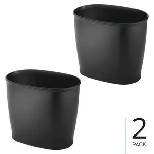 IDESIGN Oval 2.1 Gallon / 8 Liter Plastic Trash Can, 2-pack