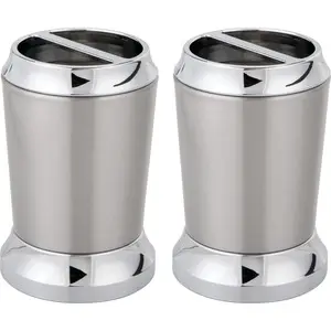 IDESIGN Stainless Steel Toothbrush Holderset Of 2brushed/chrome - Brushed/chrome Split Finish