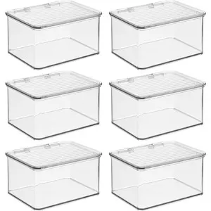 IDESIGN Stackable Hinged-lid Pantry Storage Boxset Of 6 - Clear