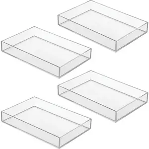 IDESIGN Set Of 4 Makeup Drawer Organizer Trays For Vanity - Clear