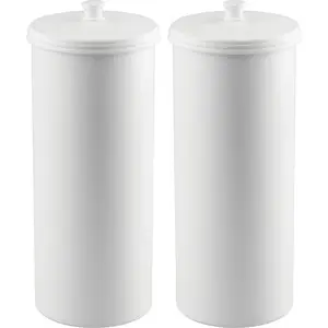 IDESIGN Freestanding Toilet Paper Canister, Set Of 2 - White