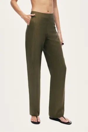 NOCTURNE Straight-leg Tailored Pants - Khaki