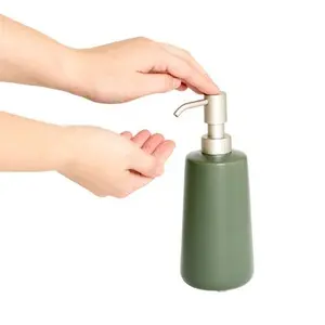 IDESIGN Ceramic Earth Collection Refillable Tall Soap Dispenser
