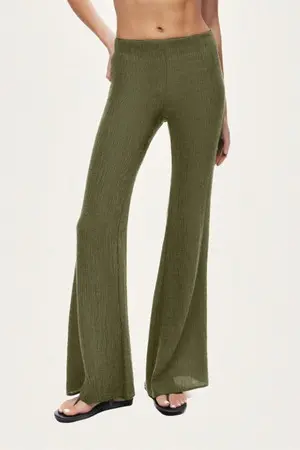 NOCTURNE Flared High-waist Pants - Khaki