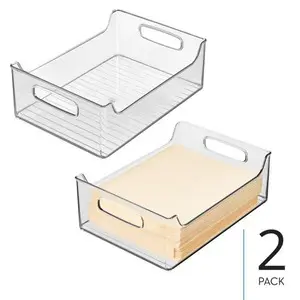 IDESIGN Plastic Stackable Pantry Bin With Handles, Set Of 2