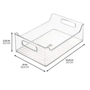IDESIGN Plastic Stackable Pantry Bin With Handles, Set Of 2