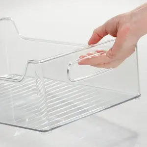 IDESIGN Plastic Stackable Pantry Bin With Handles, Set Of 2