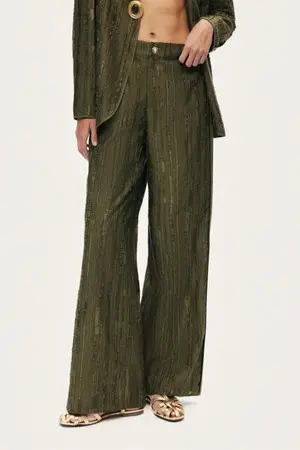 NOCTURNE Textured Wide-leg Pants - Khaki