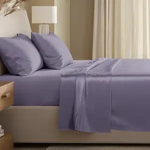 BARE HOME 400 Thread Count Organic Cotton Sateen Sheet Set - Dusty Purple