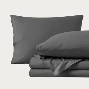 BARE HOME 100% Organic Cotton Percale Cooling Sheet Setsplit King - Grey