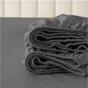 BARE HOME 100% Organic Cotton Percale Cooling Sheet Setsplit King - Grey