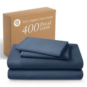 BARE HOME 400 Thread Count Organic Cotton Sateen Sheet Setsplit King - Bering Sea