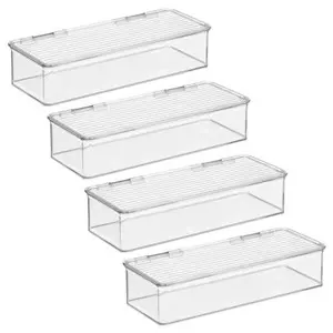 IDESIGN Stackable Hinged-lid Pantry Storage Boxset Of 4 - Clear