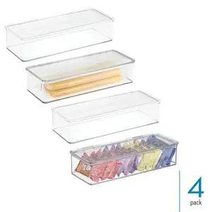 IDESIGN Stackable Hinged-lid Pantry Storage Boxset Of 4