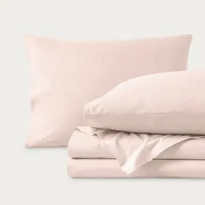 BARE HOME 100% Organic Cotton Percale Cooling Sheet Set Dusty Pink