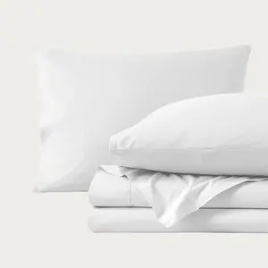 BARE HOME 100% Organic Cotton Percale Cooling Sheet Set White