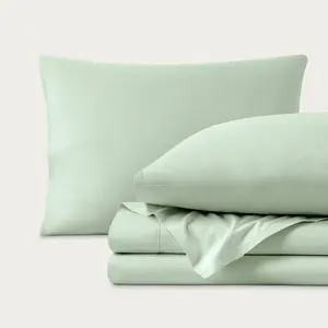 BARE HOME 100% Organic Cotton Percale Cooling Sheet Set Willow