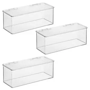 IDESIGN Stackable Hinged-lid Storage Boxset Of 3 - Clear