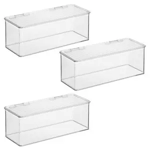 IDESIGN Stackable Hinged-lid Storage Boxset Of 3clear - Clear/white