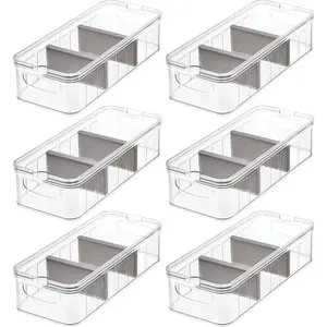 IDESIGN 6-piece Fridge Organizer Bins With Dividersclear/ - Gray